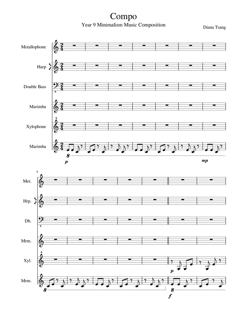 Compo Sheet music for Contrabass, Marimba, Xylophone, Harp & more ...