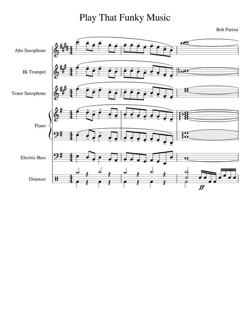 Play That Funky Music Sheet Music for Piano, Saxophone alto, Saxophone ...