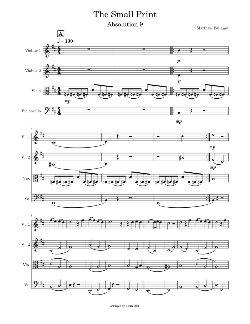 Muse - The Small Print Sheet music for Violin, Viola, Cello (String ...