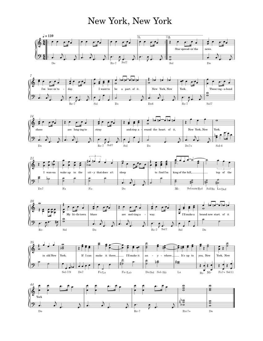 New york new york – Frank Sinatra Sheet music for Piano (Solo) Easy ...