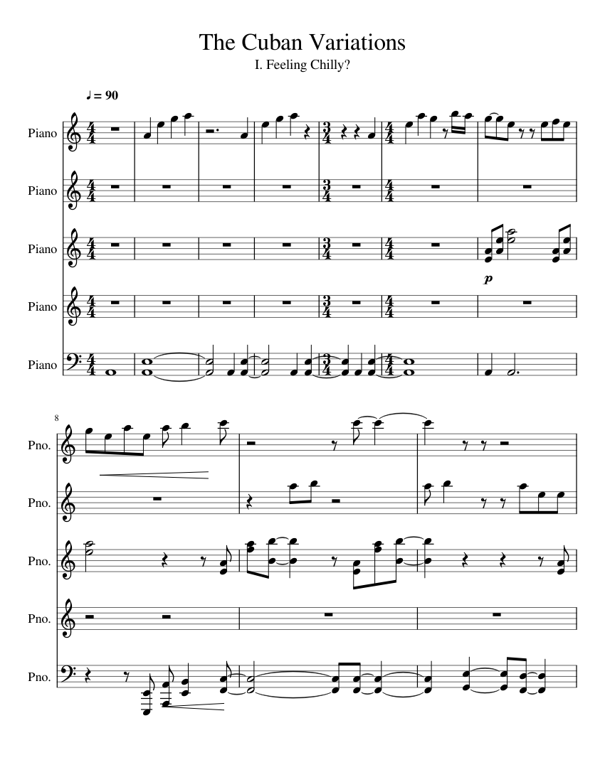The Cuban Variations Part 1 Sheet music for Piano (Mixed Quintet ...