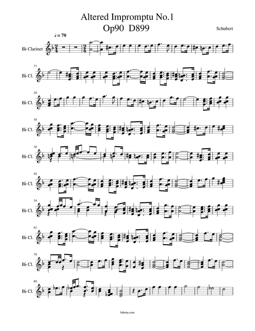 Bb Altered Schubert Impromptus No.1 op90 D899 one slow tempo thru Sheet ...
