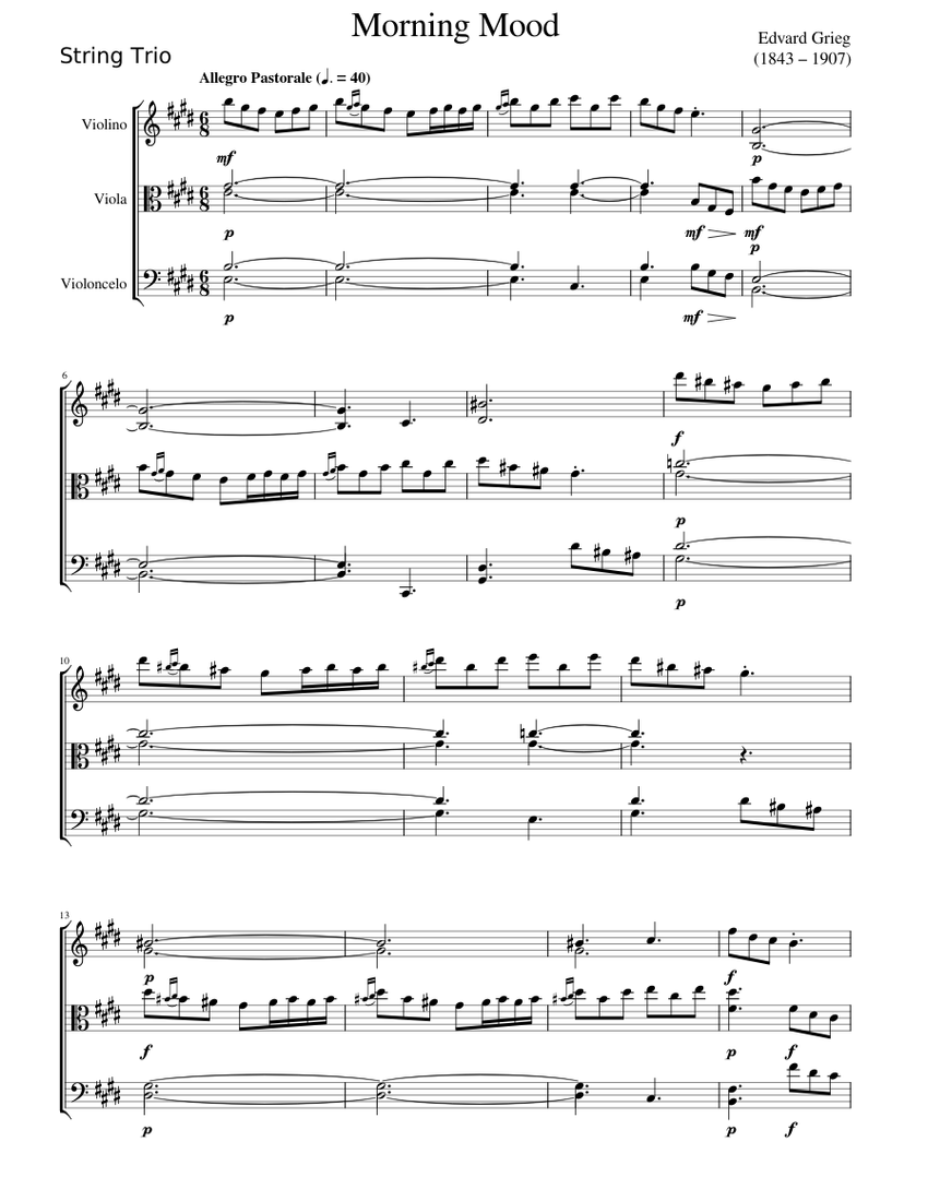 Morning Mood from Peer Gynt Suite No. 1 – Edvard Grieg Sheet music for ...