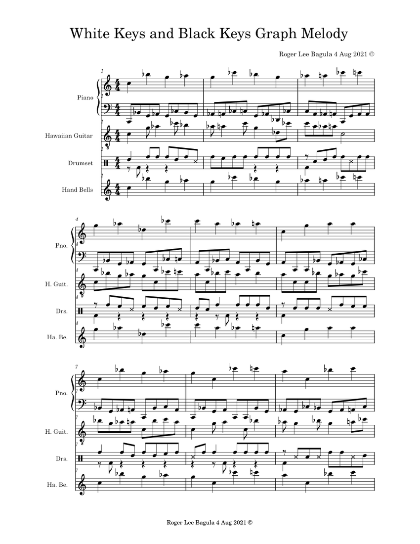 White Keys and Black Keys Graph Melody Sheet music for Piano, Guitar ...