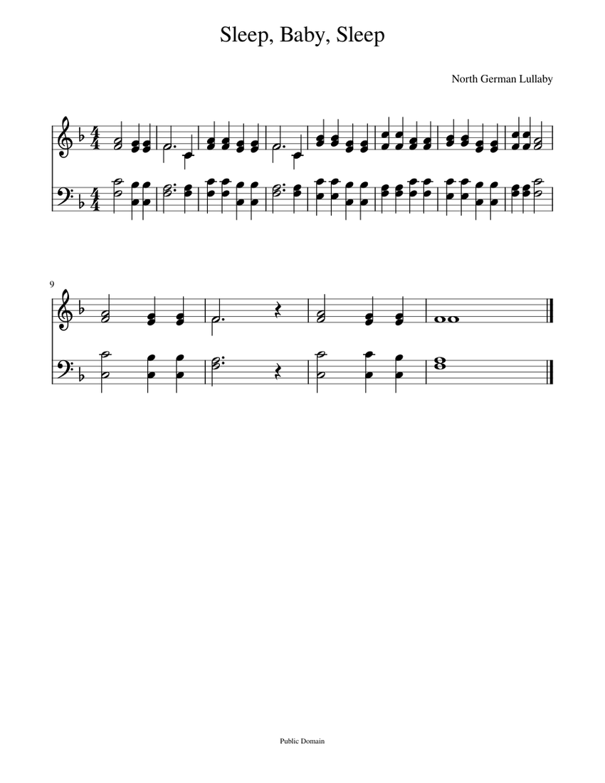 Sleep, baby, sleep Sheet music for Piano (Piano Duo) | Musescore.com