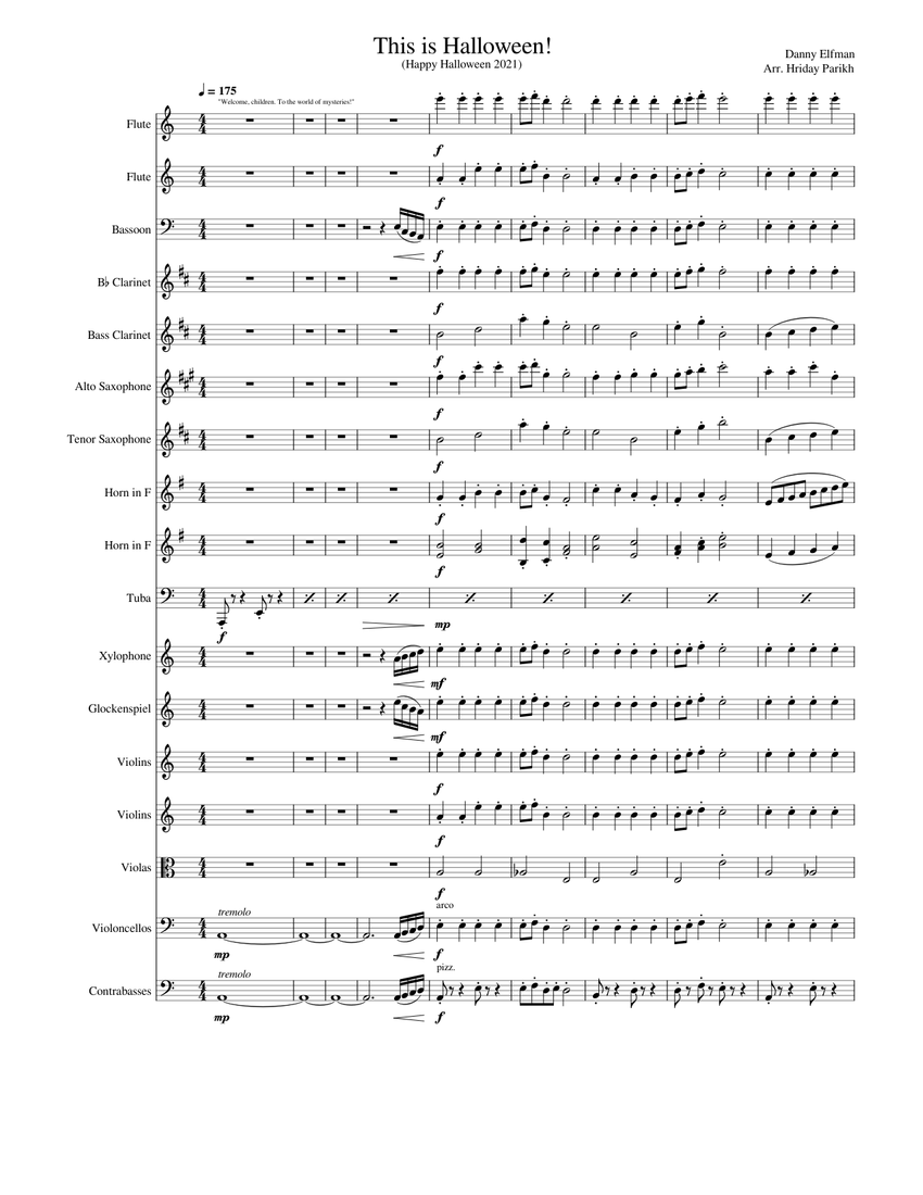 This is Halloween! - Arranged Hriday Parikh Sheet Music for Tuba, Flute ...
