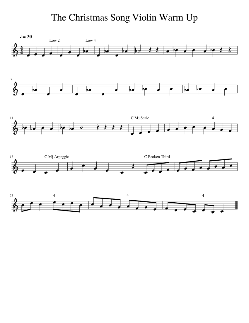 The Christmas Song Violin Warm Up Sheet music for Piano (Solo) Easy ...