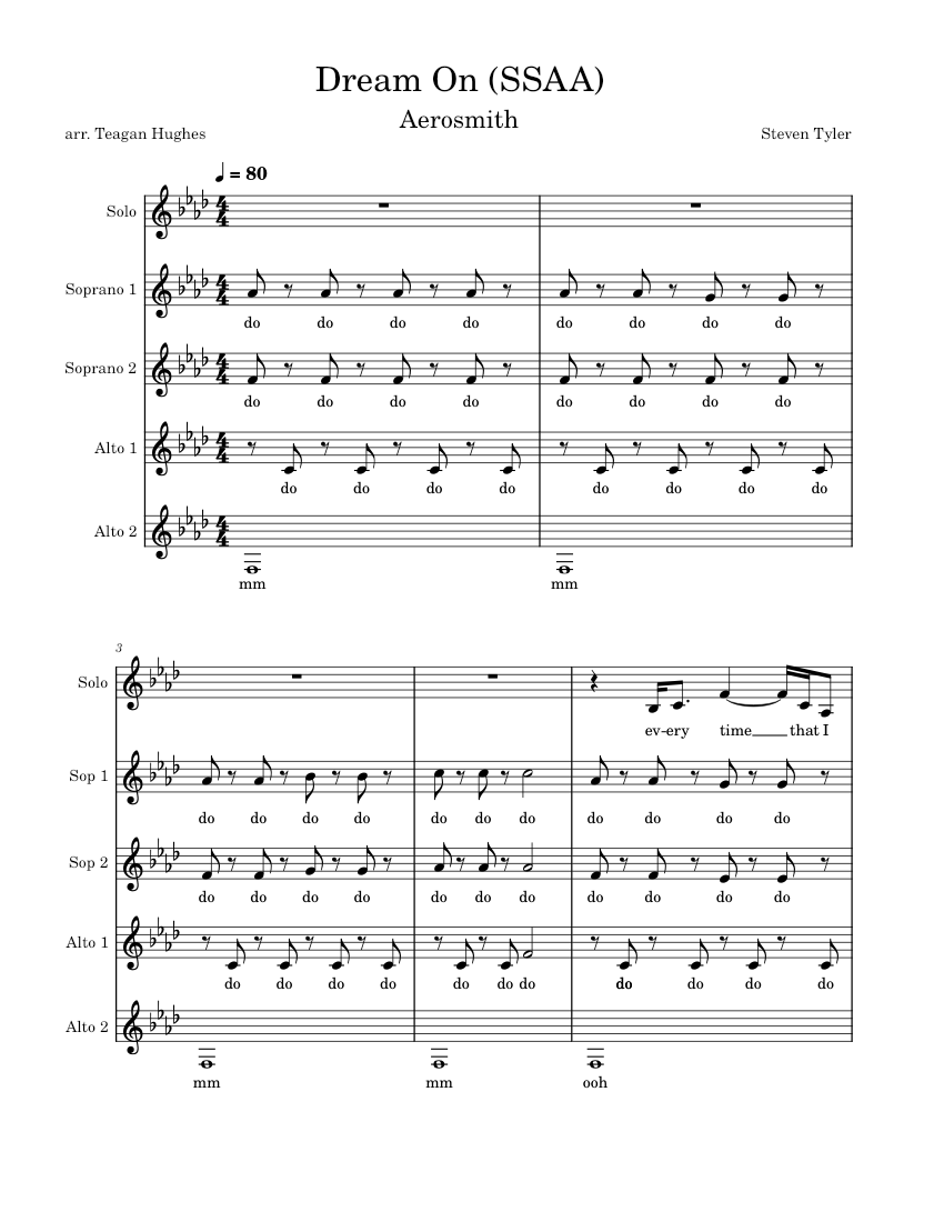 Dream On (SSAA) Sheet Music for Piano (A Capella) | MuseScore.com