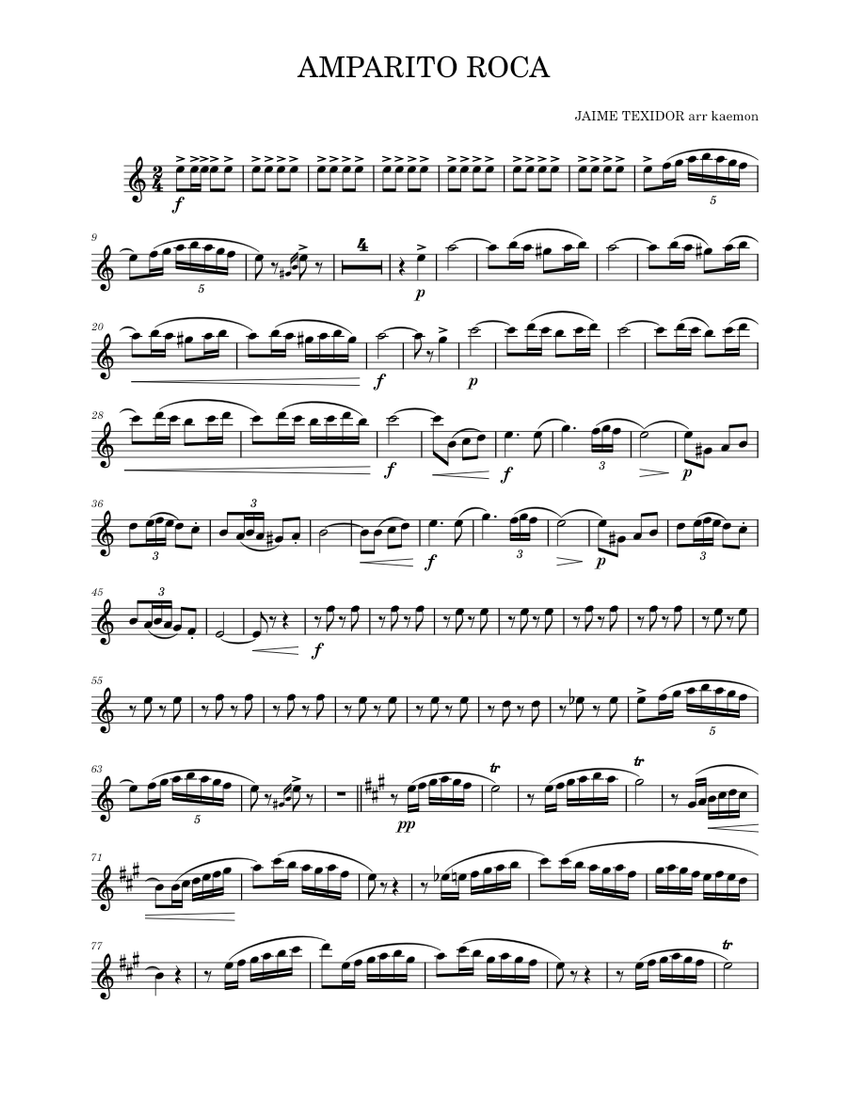 Amparito Roca – Jamie Teixidor AMPARITO ROCA Sheet music for Piano ...