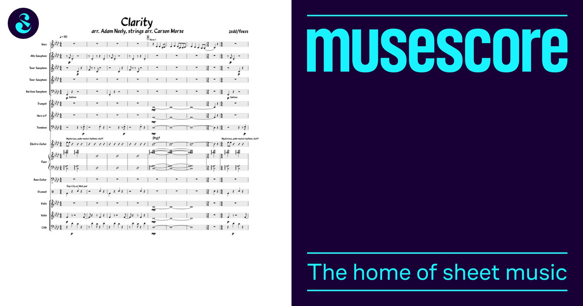 Clarity Sheet Music with Chords for Piano, Trombone, Vocals, Saxophone ...