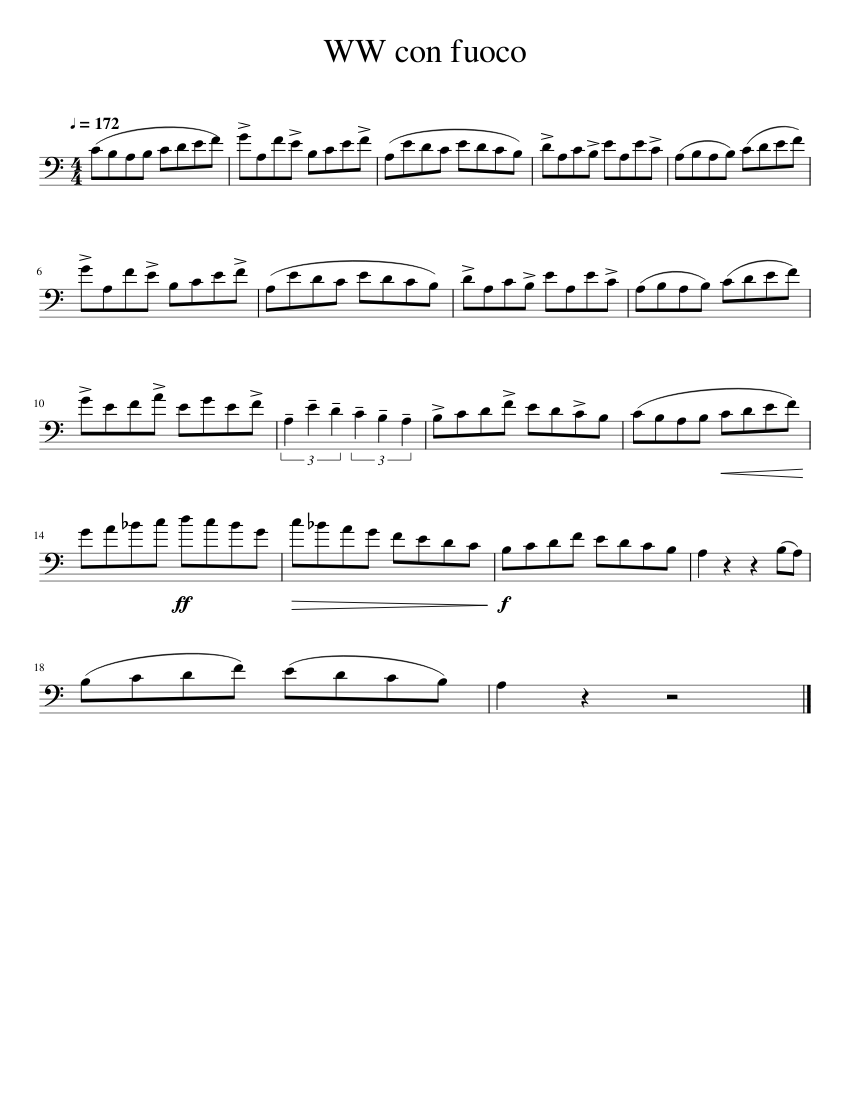 WW con fuoco Sheet music for Violin (Solo) | Musescore.com
