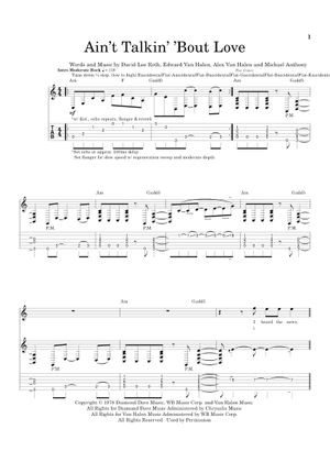 Ain't Talkin' 'Bout Love – Van Halen Sheet Music and Tab for Guitar ...