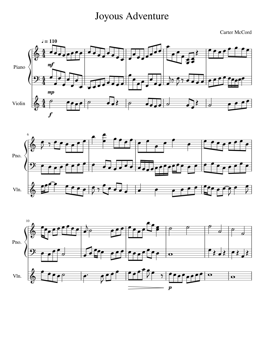 Joyous Adventure Sheet music for Piano, Violin (Solo) | Musescore.com