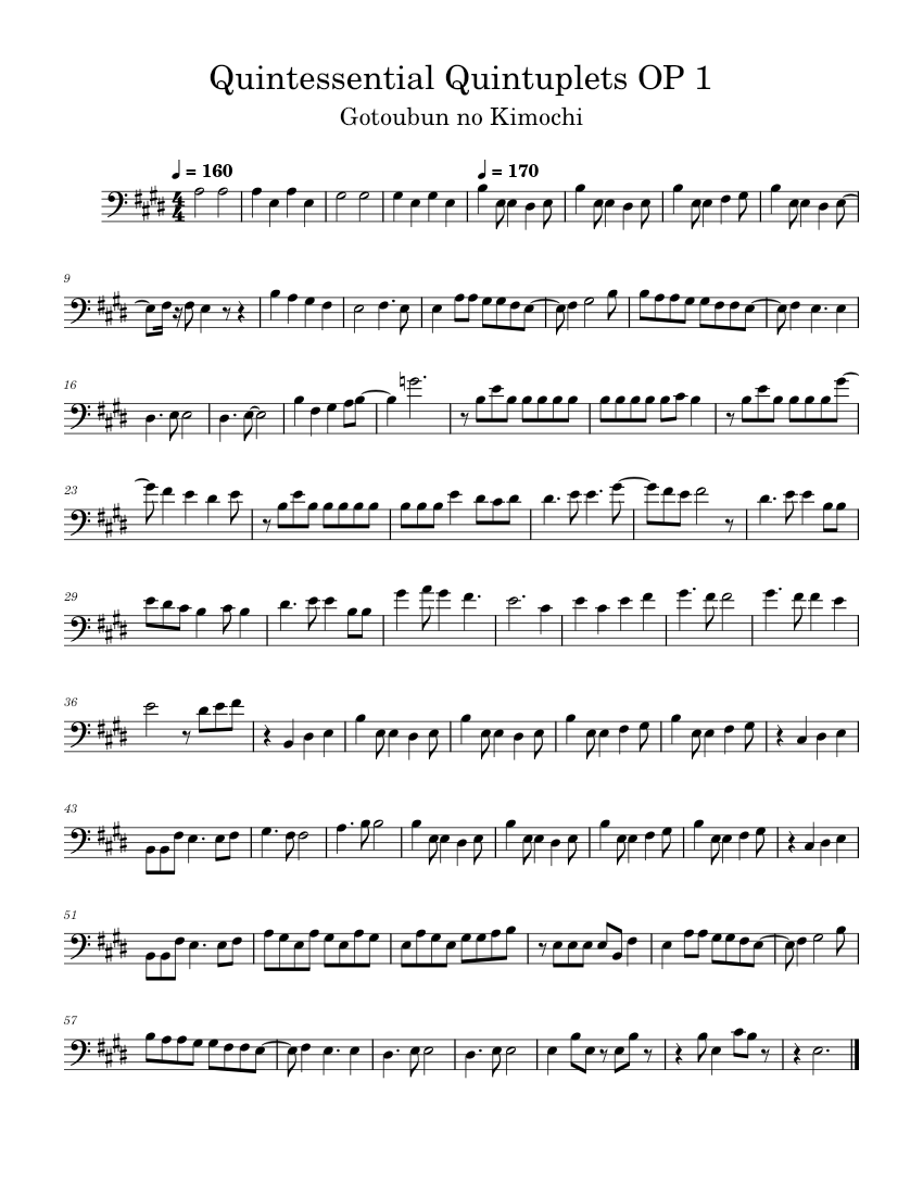 Quintessential Quintuplets OP 1 Sheet music for Piano (Solo) Easy ...