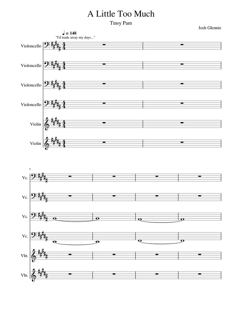 A Little Too Much Score Sheet music for Violin, Cello (Mixed Ensemble ...