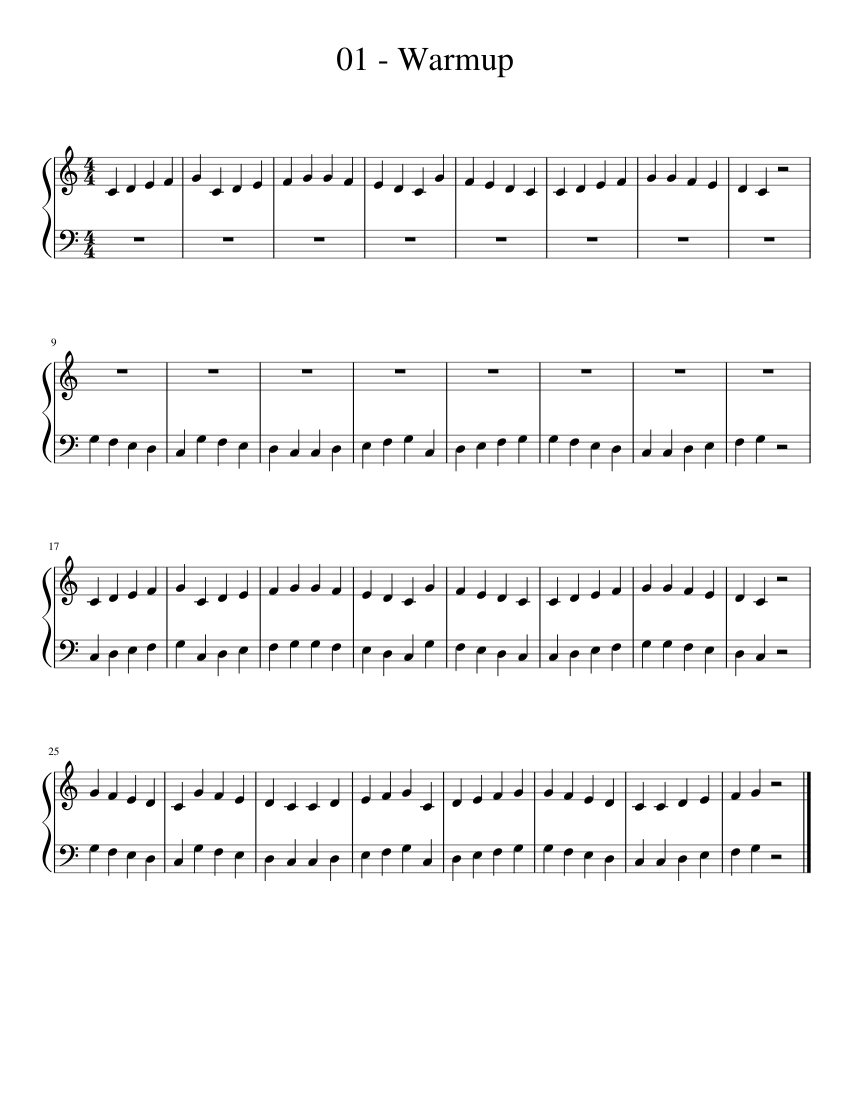 01 - Warmup - piano tutorial