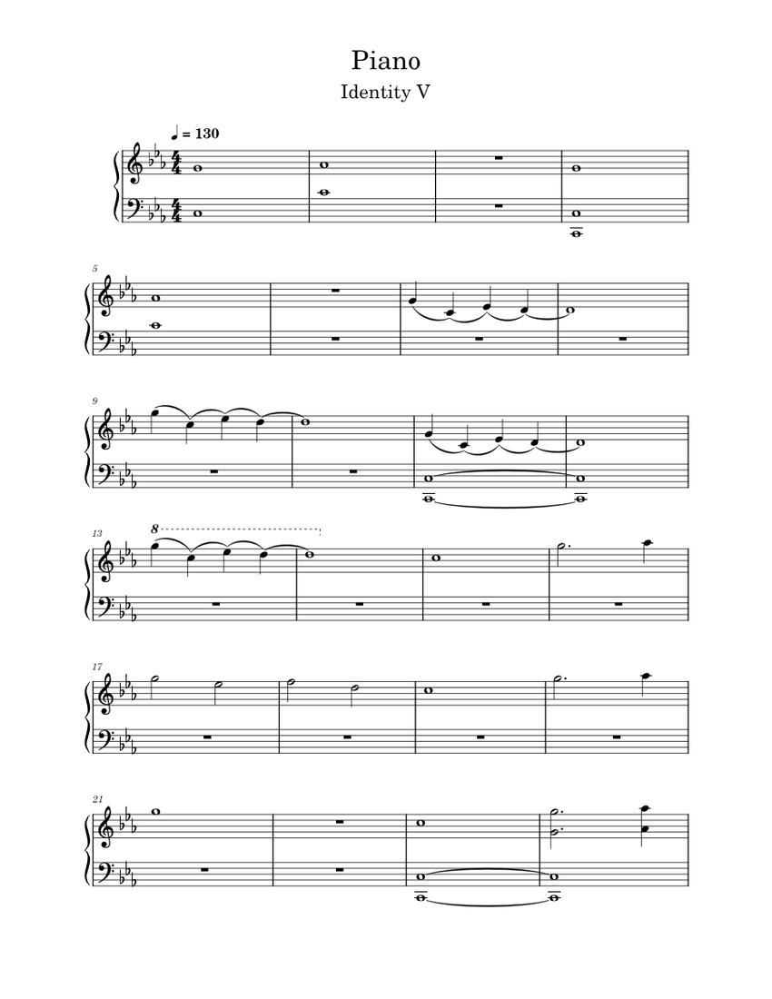 Piano – Identity V OST Sheet Music for Piano (Solo) easy | MuseScore.com