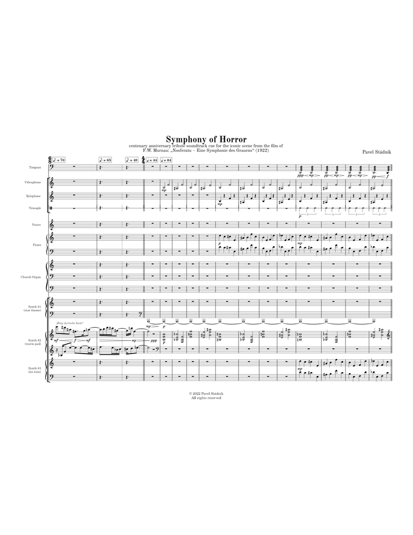 Symphony of Horror Sheet Music for Piano, Soprano, Organ, Timpani ...
