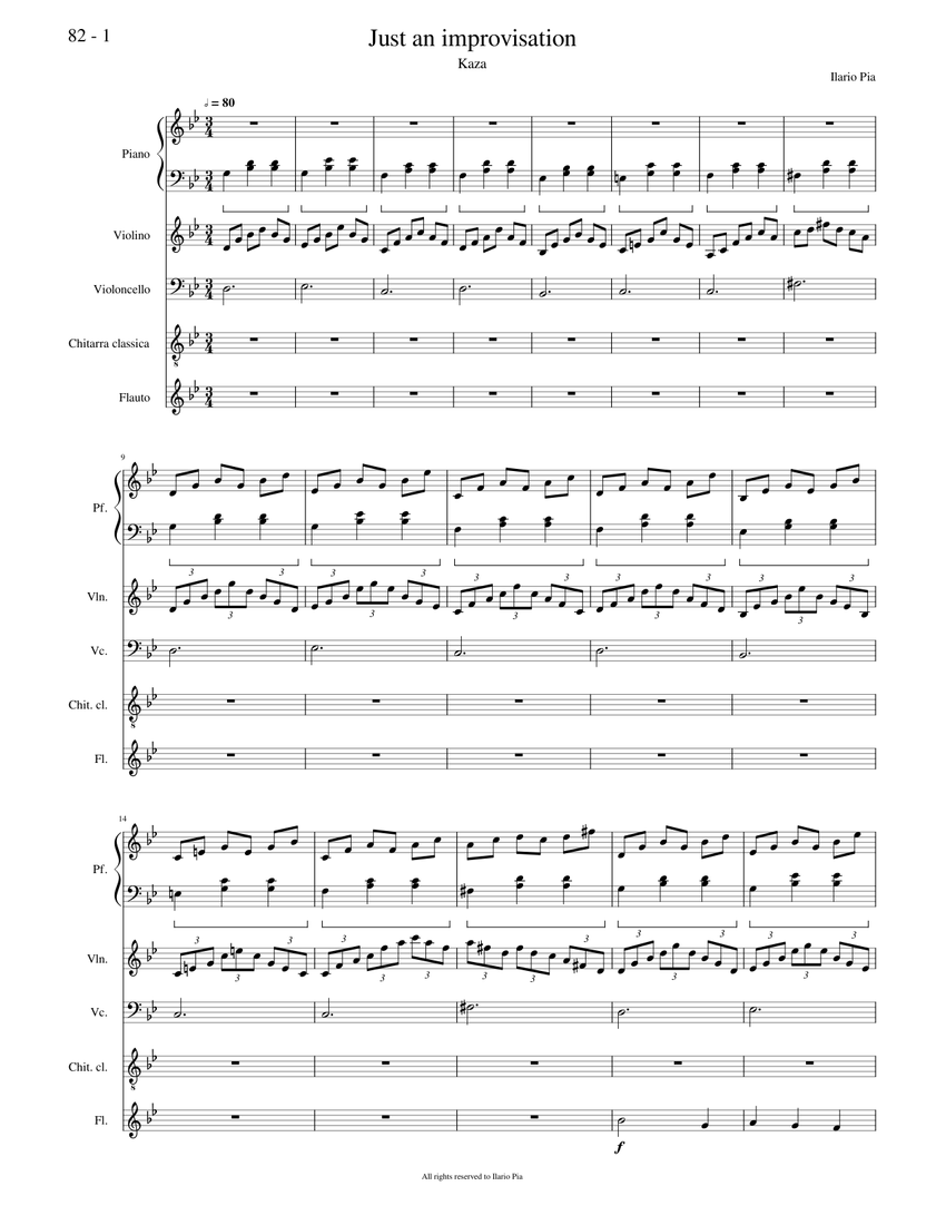 Just an improvisation Sheet music for Piano, Flute, Violin, Cello & more instruments (Mixed ...