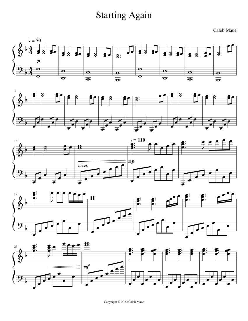 Starting Again Sheet music for Piano (Solo) | Musescore.com