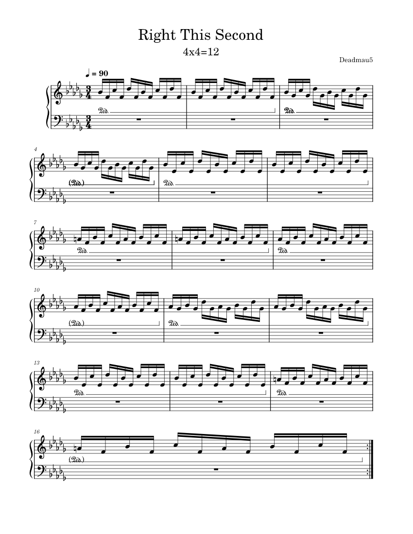 Right this second – Deadmau5 Deadmau5 - Right This Second Sheet music ...