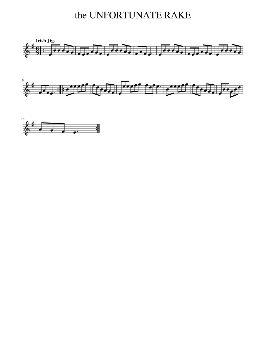 the UNFORTUNATE RAKE Sheet music for Piano (Solo) Easy | Musescore.com