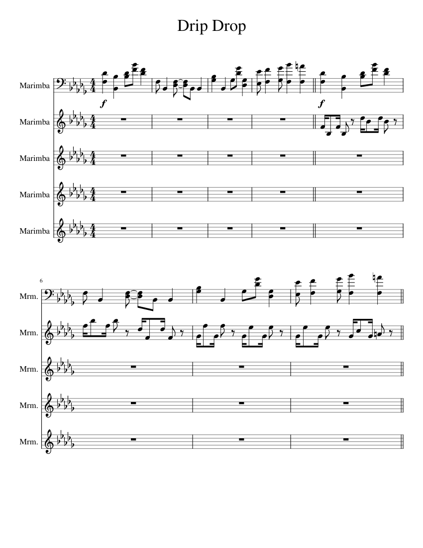 Drip Drop Sheet music for Marimba (Percussion Quintet) | Musescore.com