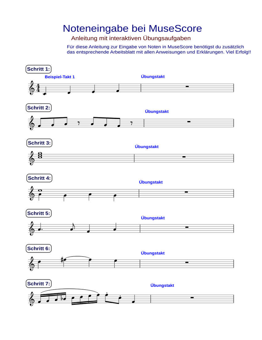 Noteneingabe bei MuseScore plus Arbeitsblatt Sheet music for Piano (Solo) | Musescore.com