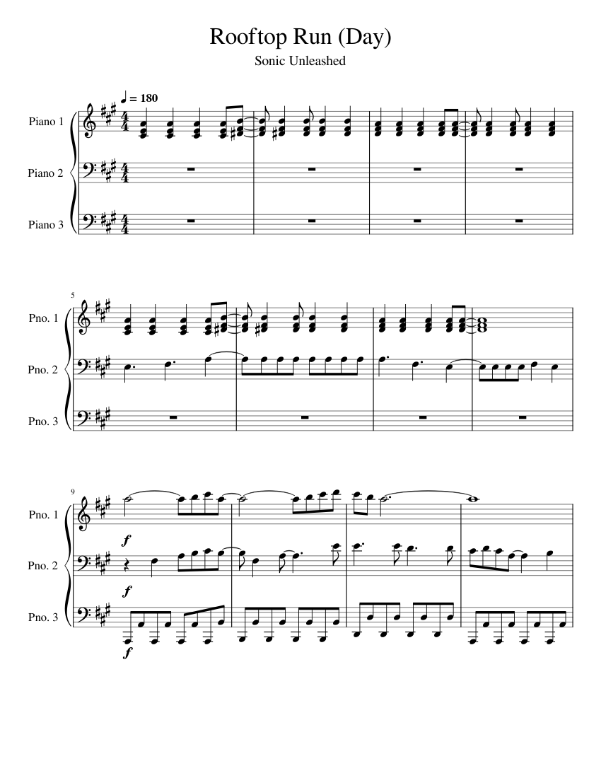 Rooftop Run (Day) Sheet Music for Piano (Mixed Trio) | MuseScore.com