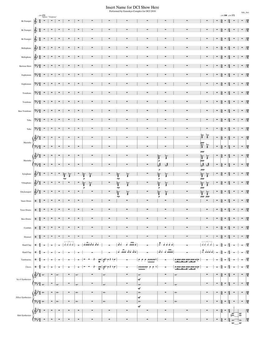 Insert Name for DCI Show Here Sheet music for Trombone, Euphonium, Tuba ...