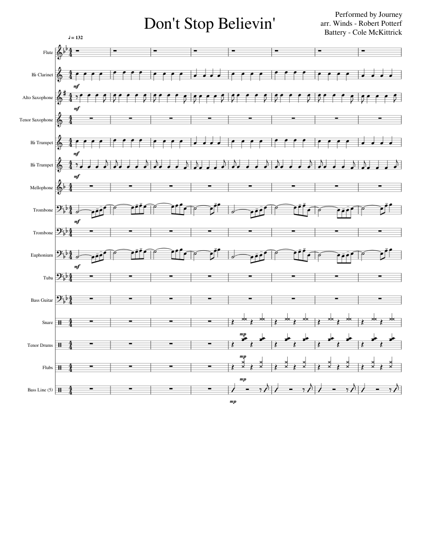 Don't Stop Believing Sheet music for Trombone, Euphonium, Tuba, Mellophone & more instruments ...