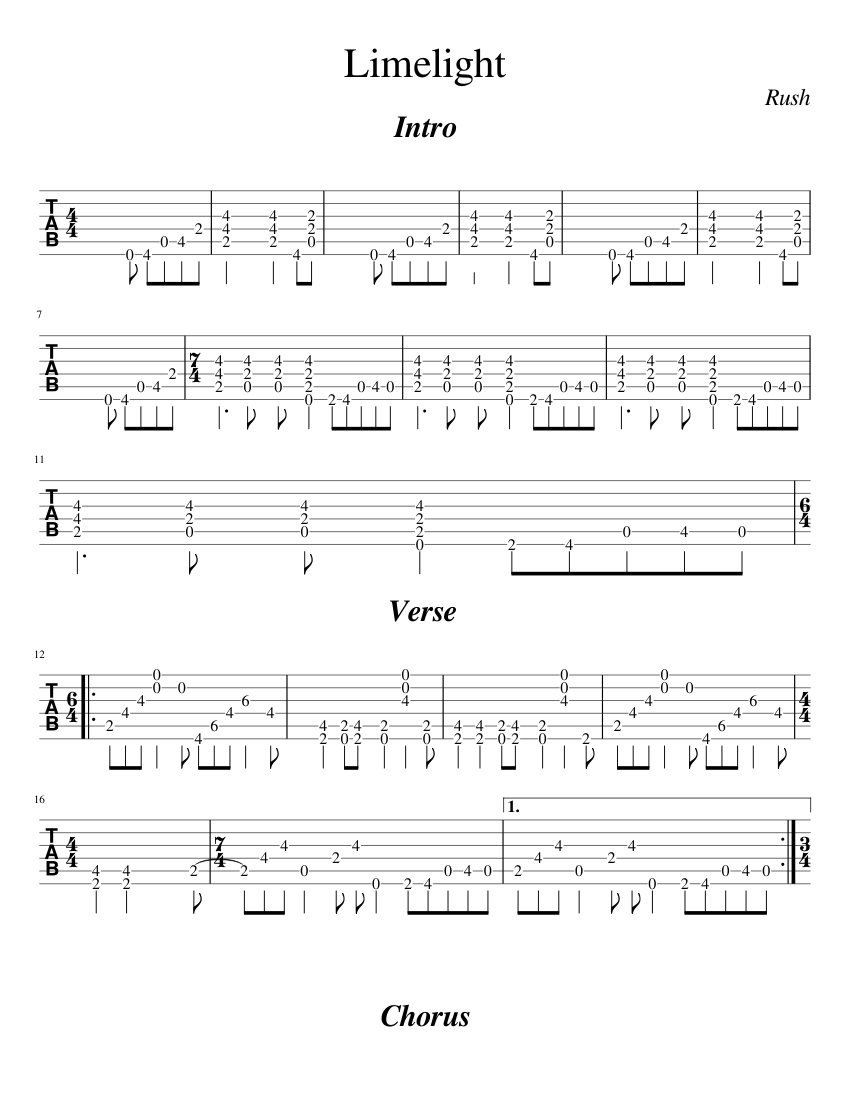 Limelight Sheet music for Guitar (Solo) | Musescore.com