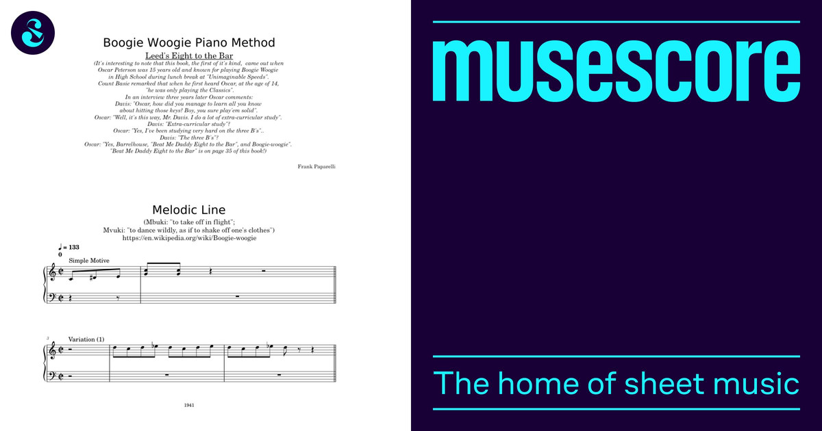 Leed's Eight to the Bar Boogie Woogie Piano Method Sheet Music for ...