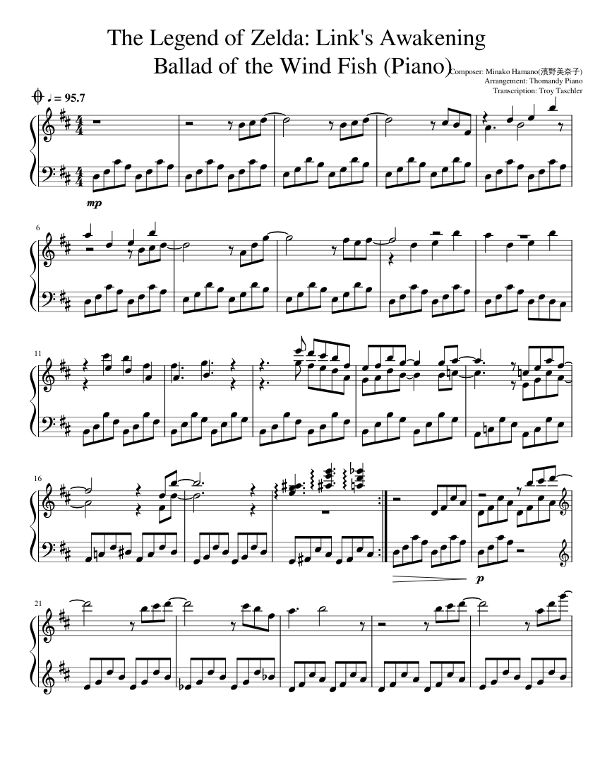 The Legend of Zelda: Link's Awakening-Ballad of the Wind Fish (Piano ...