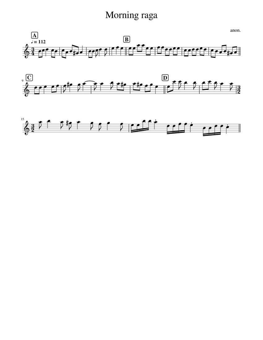Morning raga Sheet music for Piano (Solo) Easy | Musescore.com