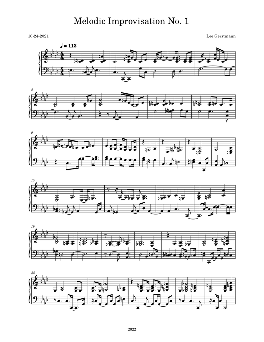 Melodic Improvisation No. 1 Sheet Music for Piano (Solo) | MuseScore.com