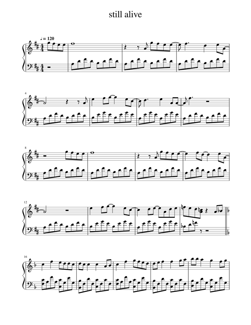 still alive Sheet music for Piano (Solo) Easy | Musescore.com