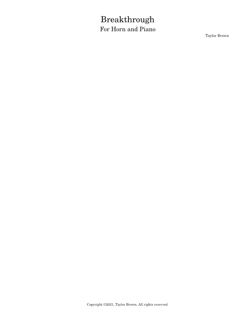 Breakthrough Sheet music for Piano, French horn (Solo) | Musescore.com
