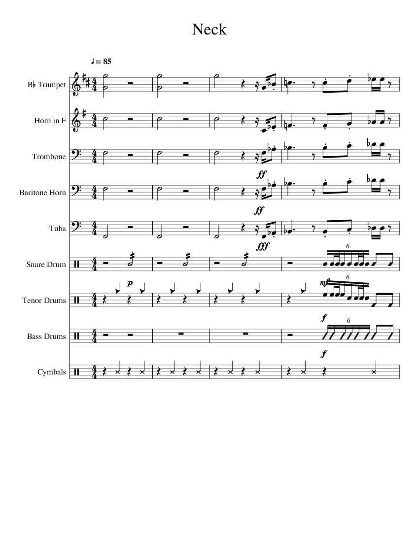 Neck CVT Sheet music for Trombone, Tuba, Trumpet in b-flat, French horn ...