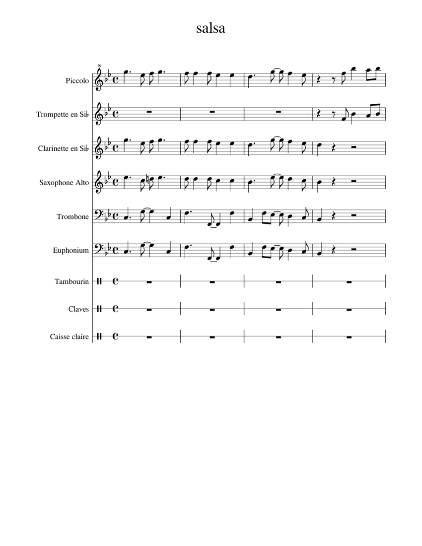 Salsa Amigos Sheet music for Trombone, Euphonium, Tambourine, Flute ...