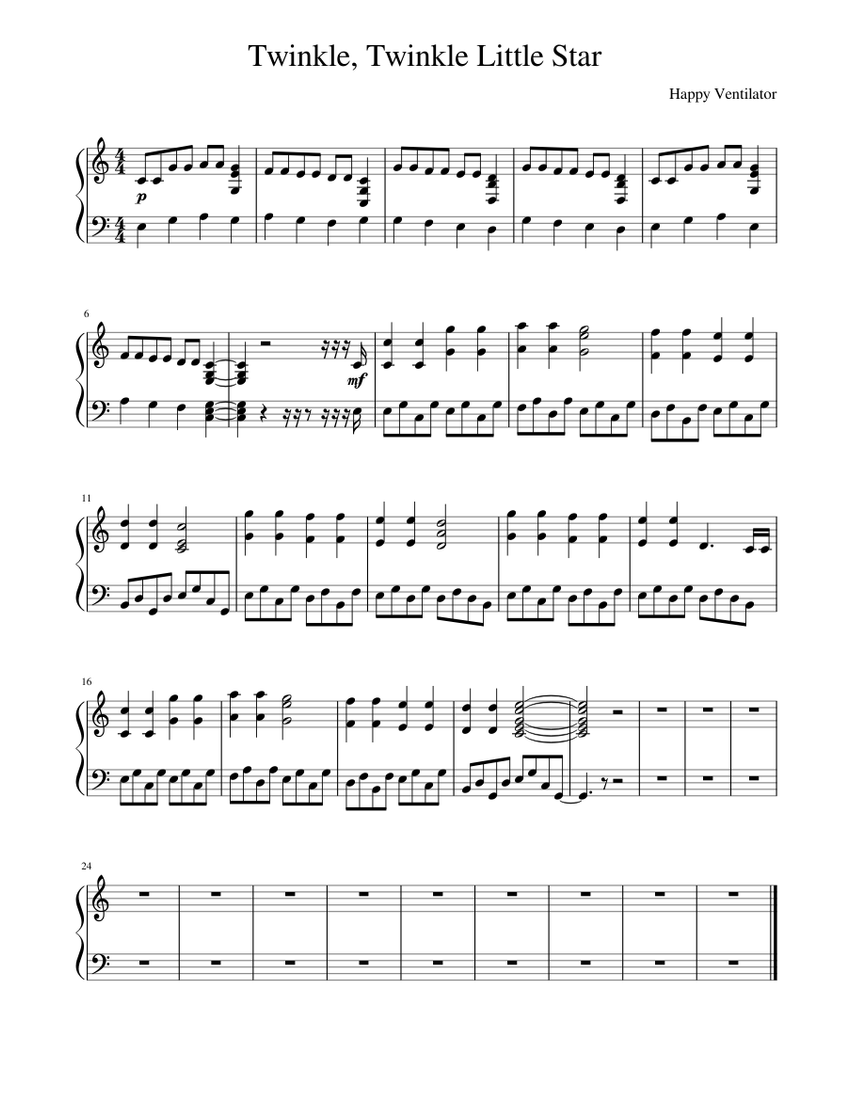 Twinkle Twinkle Little Star Sheet music for Piano (Solo) Easy ...