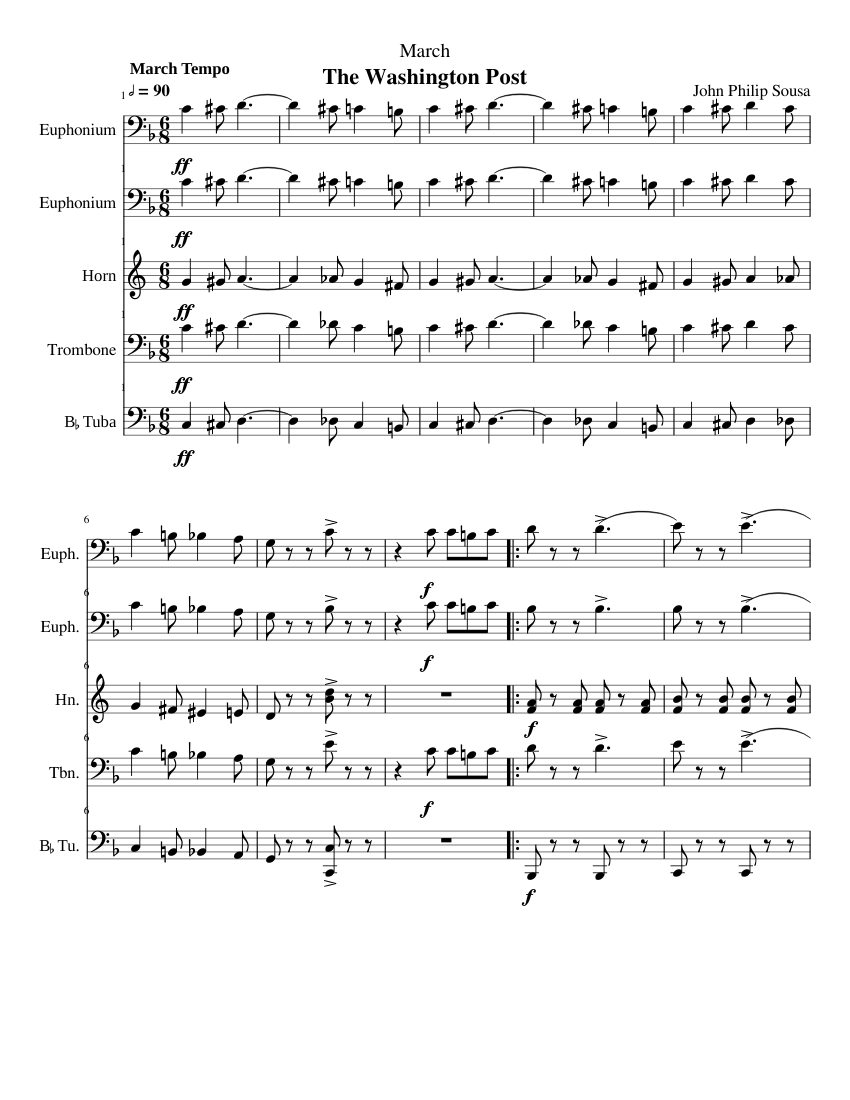 The Washington Post - LBQ Sheet Music for Trombone, Euphonium (Brass ...