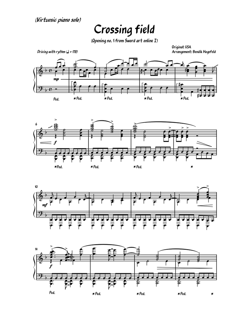 (VIDEOSCORE) Crossing field (Virtuosic piano solo) Sheet Music for ...