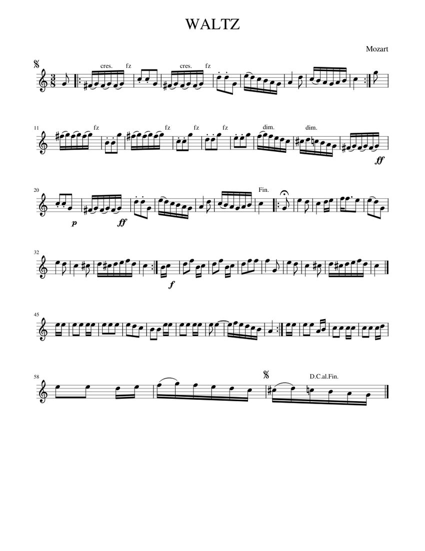 Mozart - WALTZ Sheet music for Piano (Solo) Easy | Musescore.com