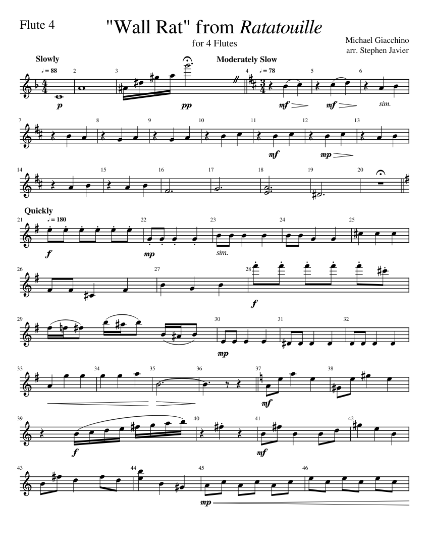 Wall Rat Fl. 4 Sheet music for Flute (Solo) | Musescore.com