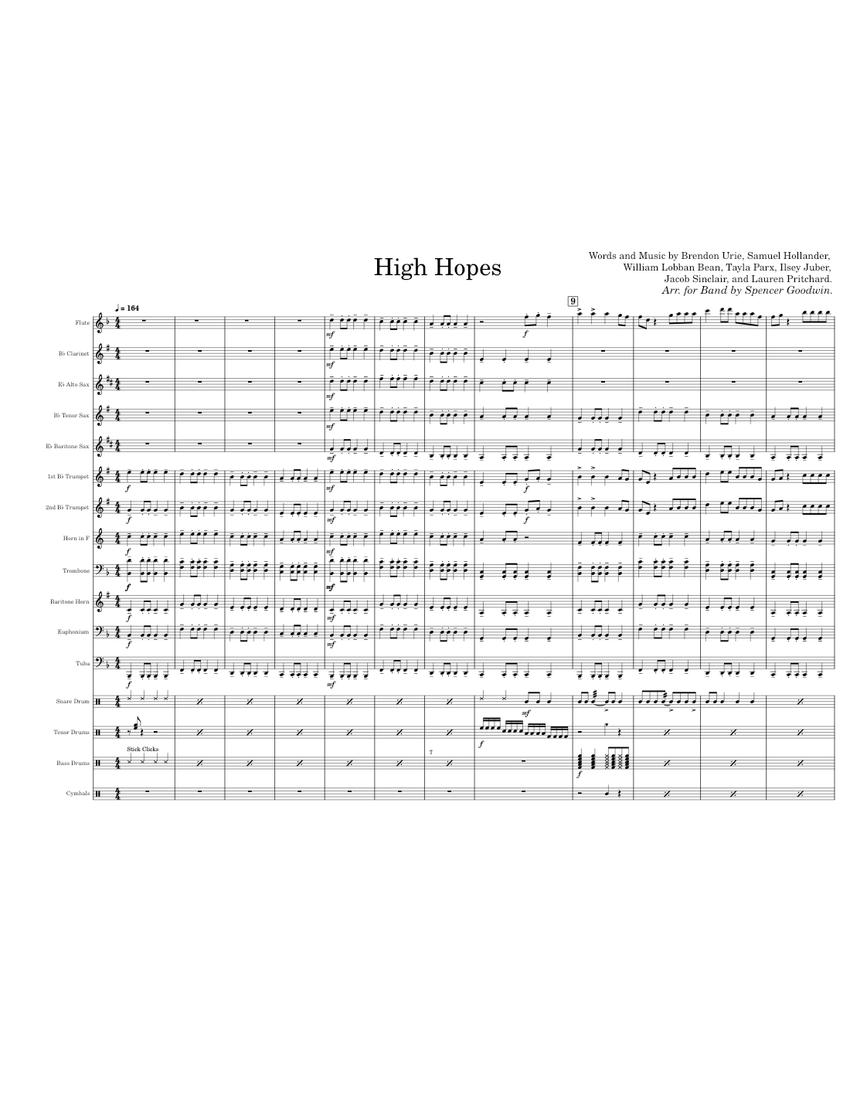 High hopes – Panic! At the Disco Sheet Music for Trombone, Euphonium ...