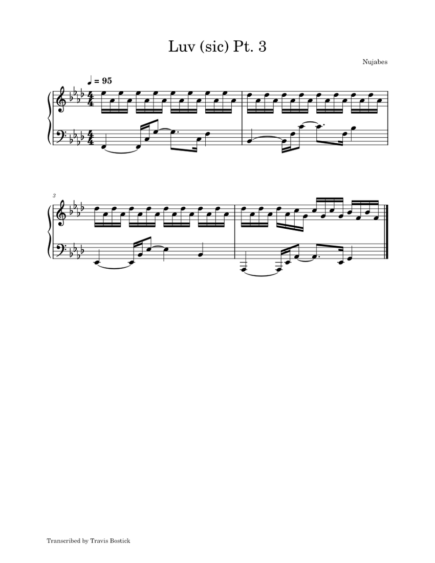 Luv (sic) Pt. 3 - Nujabes Sheet music for Piano (Solo) | Musescore.com