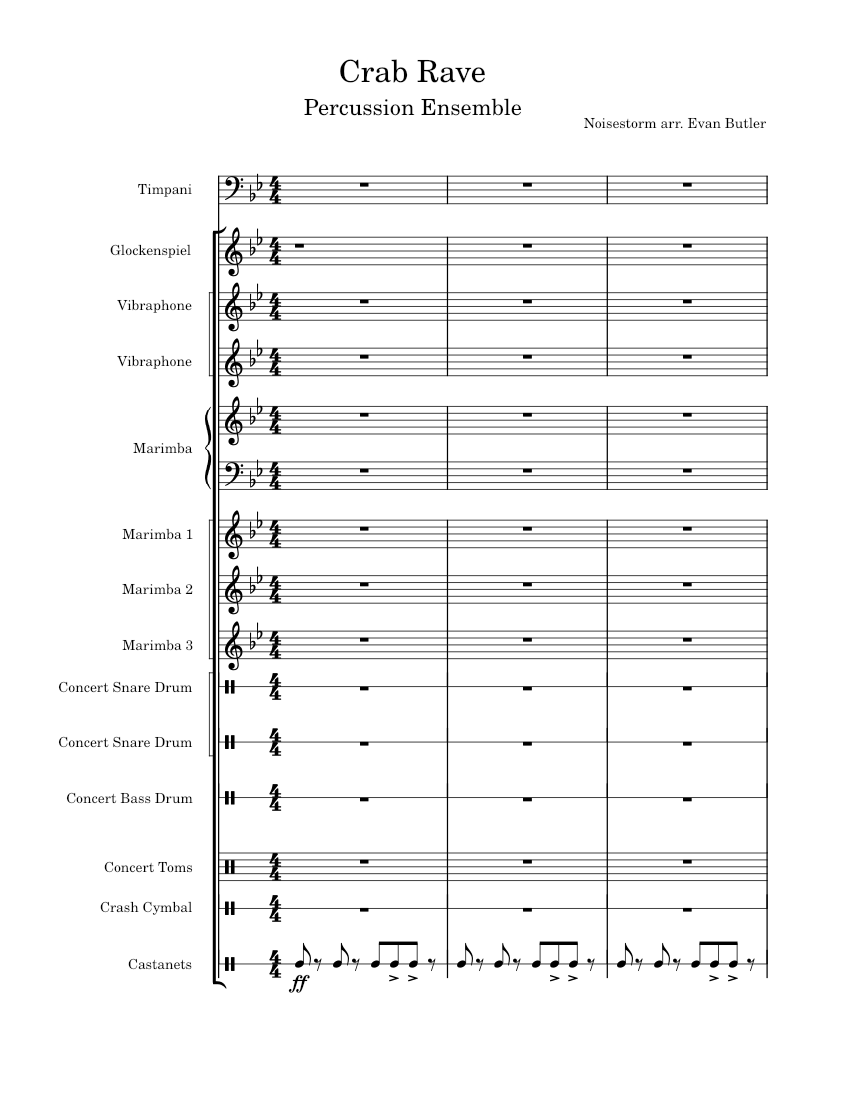 Crab rave – Noisestorm Crab Rave Sheet Music for Timpani, Vibraphone ...