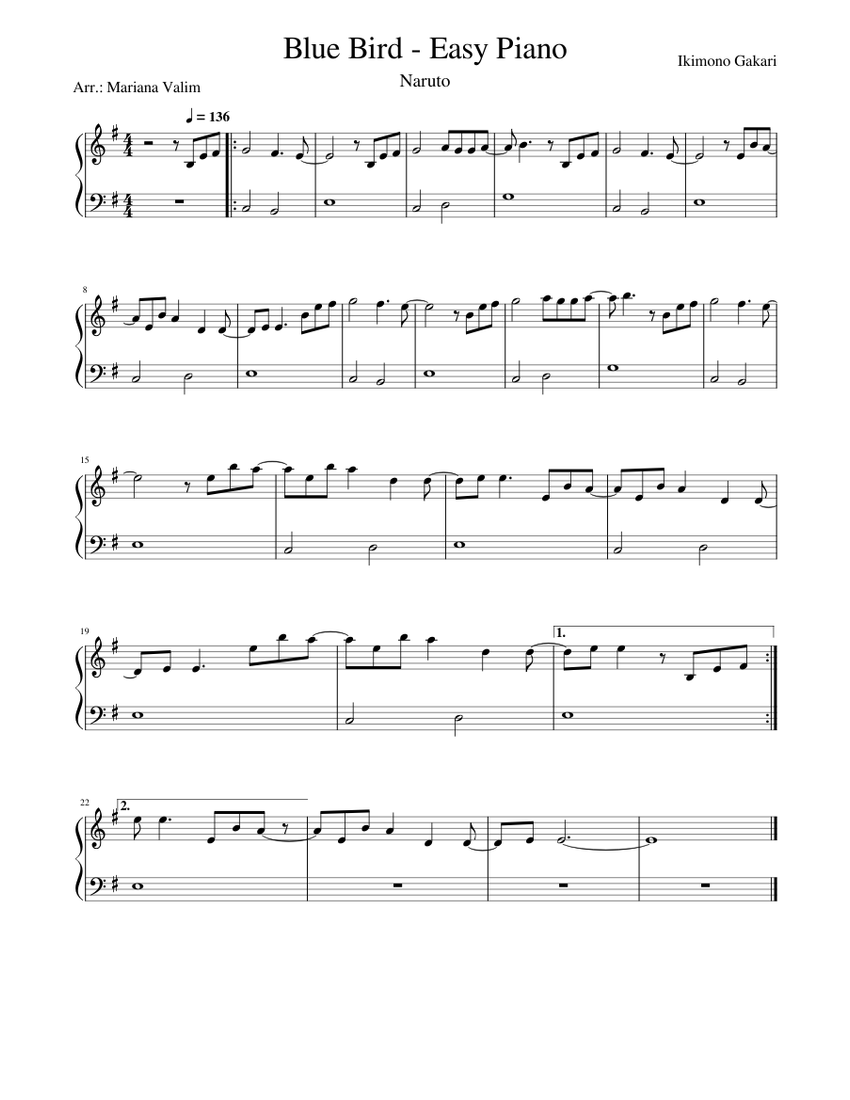 Blue_Bird Sheet Music for Piano (Solo) Easy | MuseScore.com