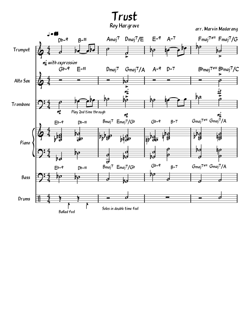 Trust Sheet Music with Chords for Piano, Trombone, Saxophone alto ...